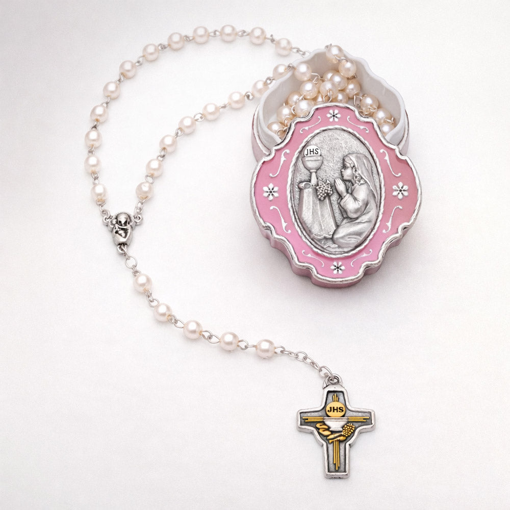 Girls First Communion Rosary from The Vatican (case Included)