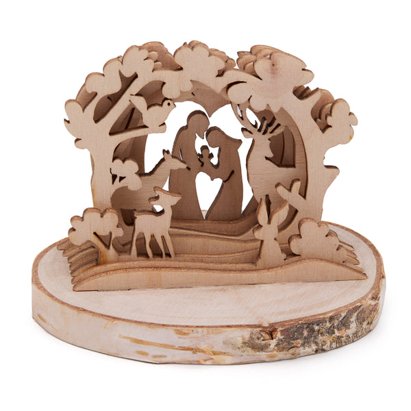 3D Wooden Nativity Scene in a Forest | MONDO CATTOLICO
