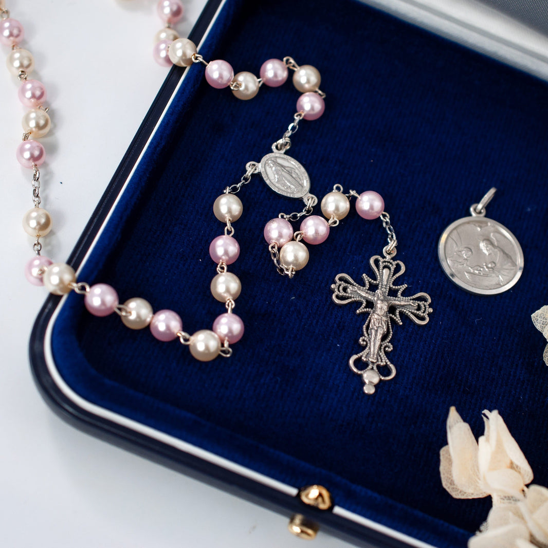 Baby Girl Baptism Rosary from the Vatican (case included)