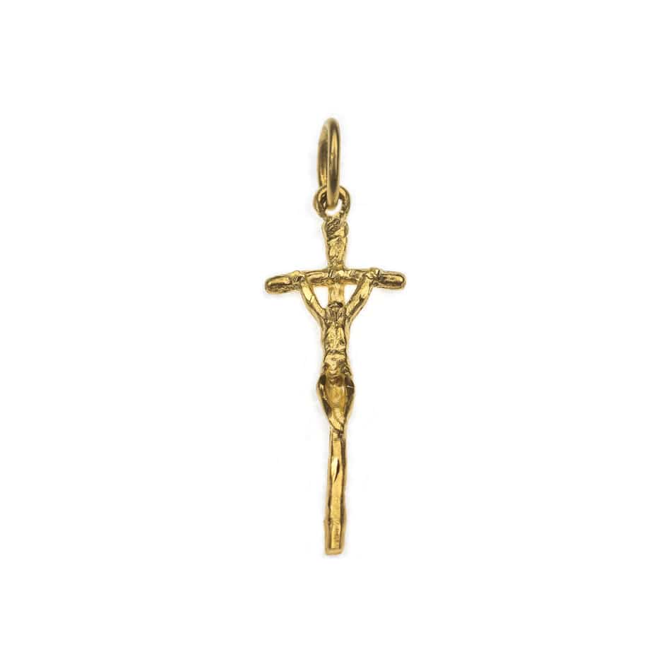 Gold Plated Papal Ferula Pendant Crucifix | MONDO CATTOLICO