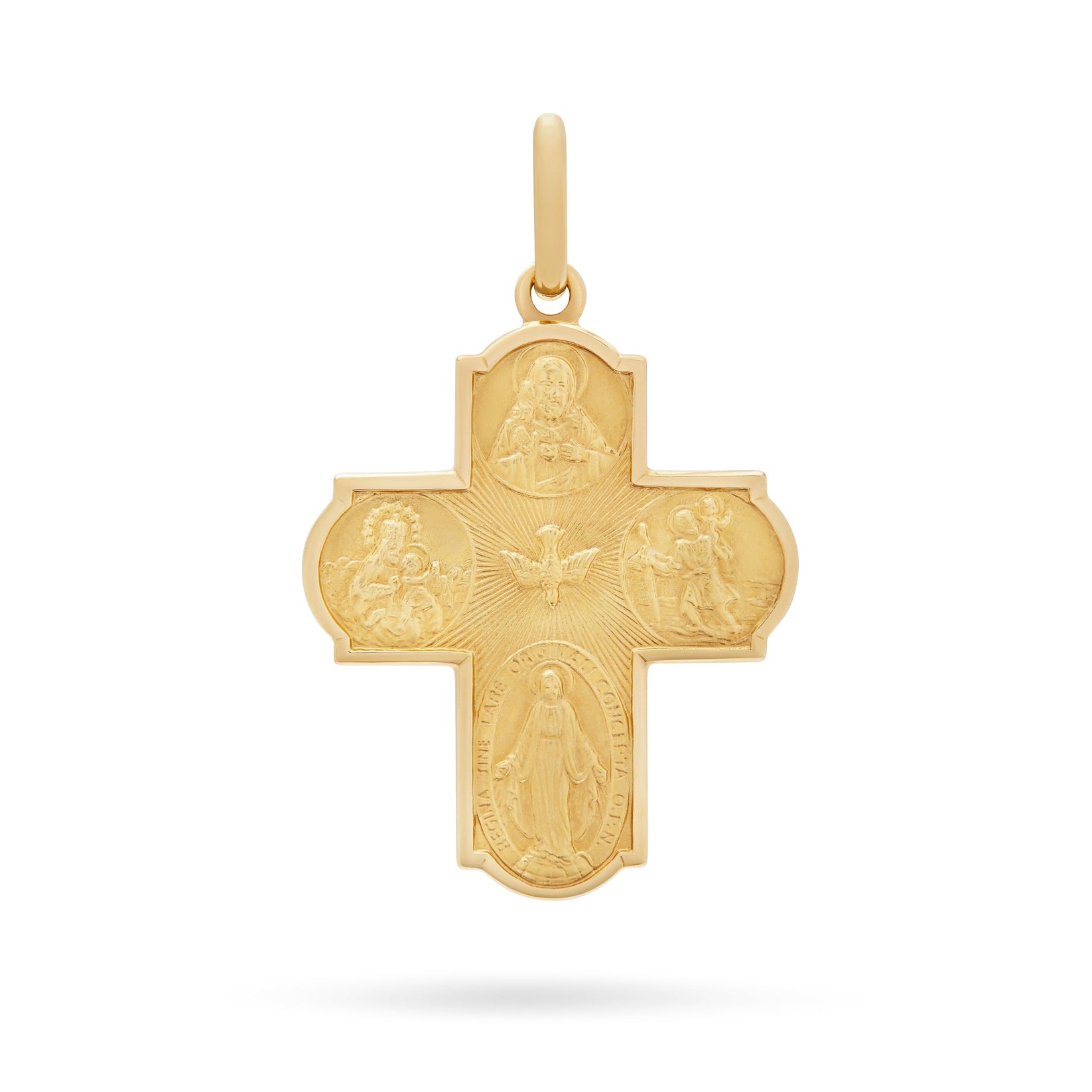 Yellow Gold Thin Scapular Cross Pendant | MONDO CATTOLICO