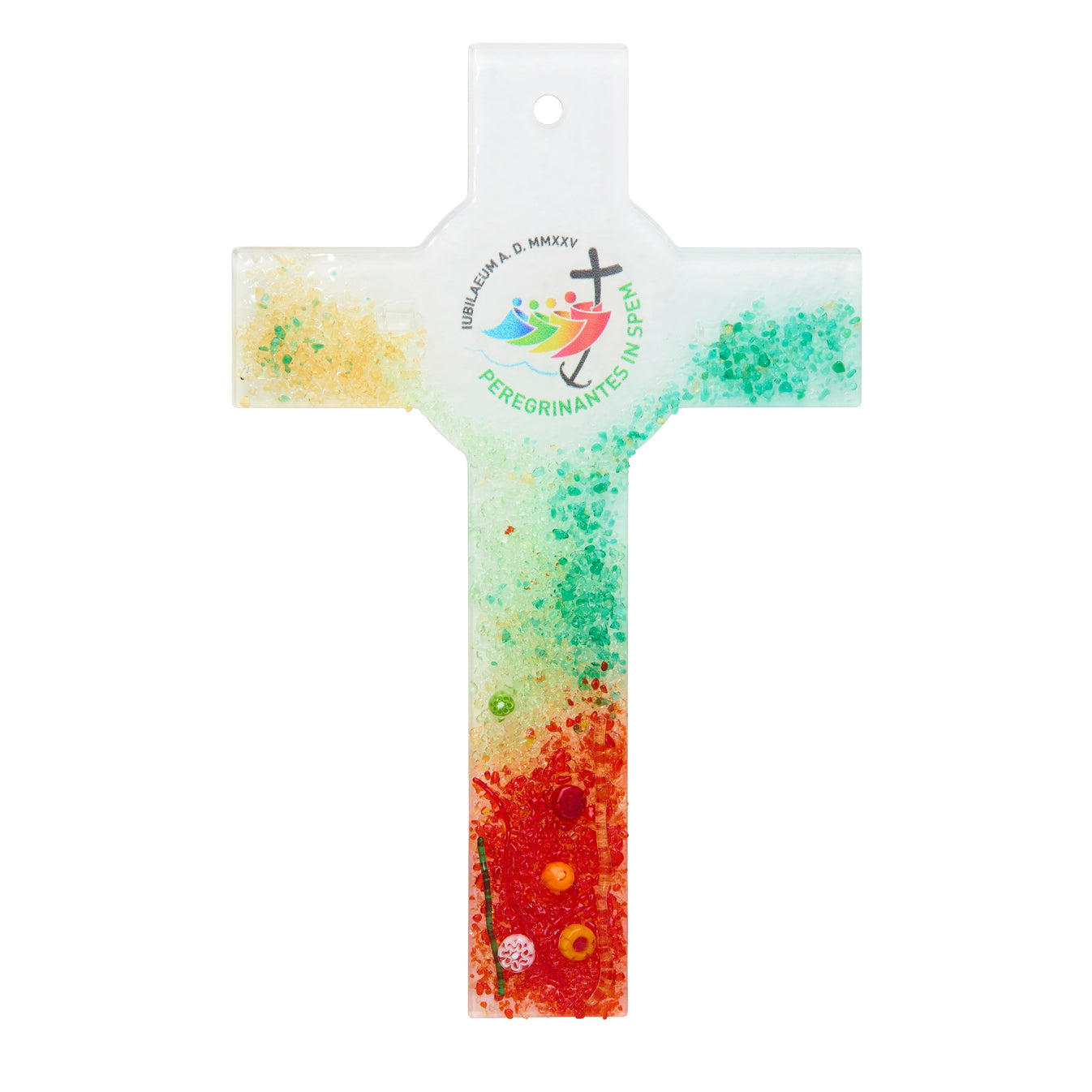 Jubilee 2025 Murano Glass Cross with Green, Red and Golden Hues | MONDO ...