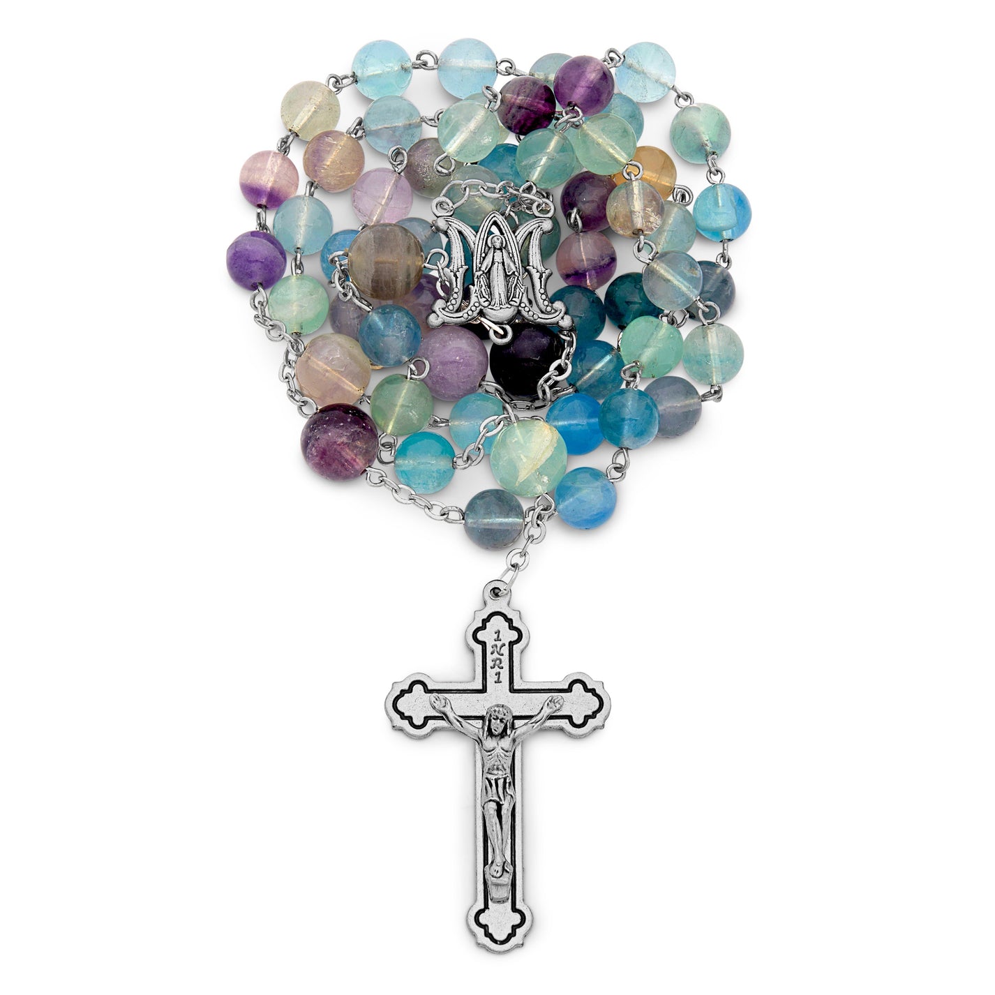 Chapelet en Métal avec Perles en Fluorite | MONDO CATTOLICO