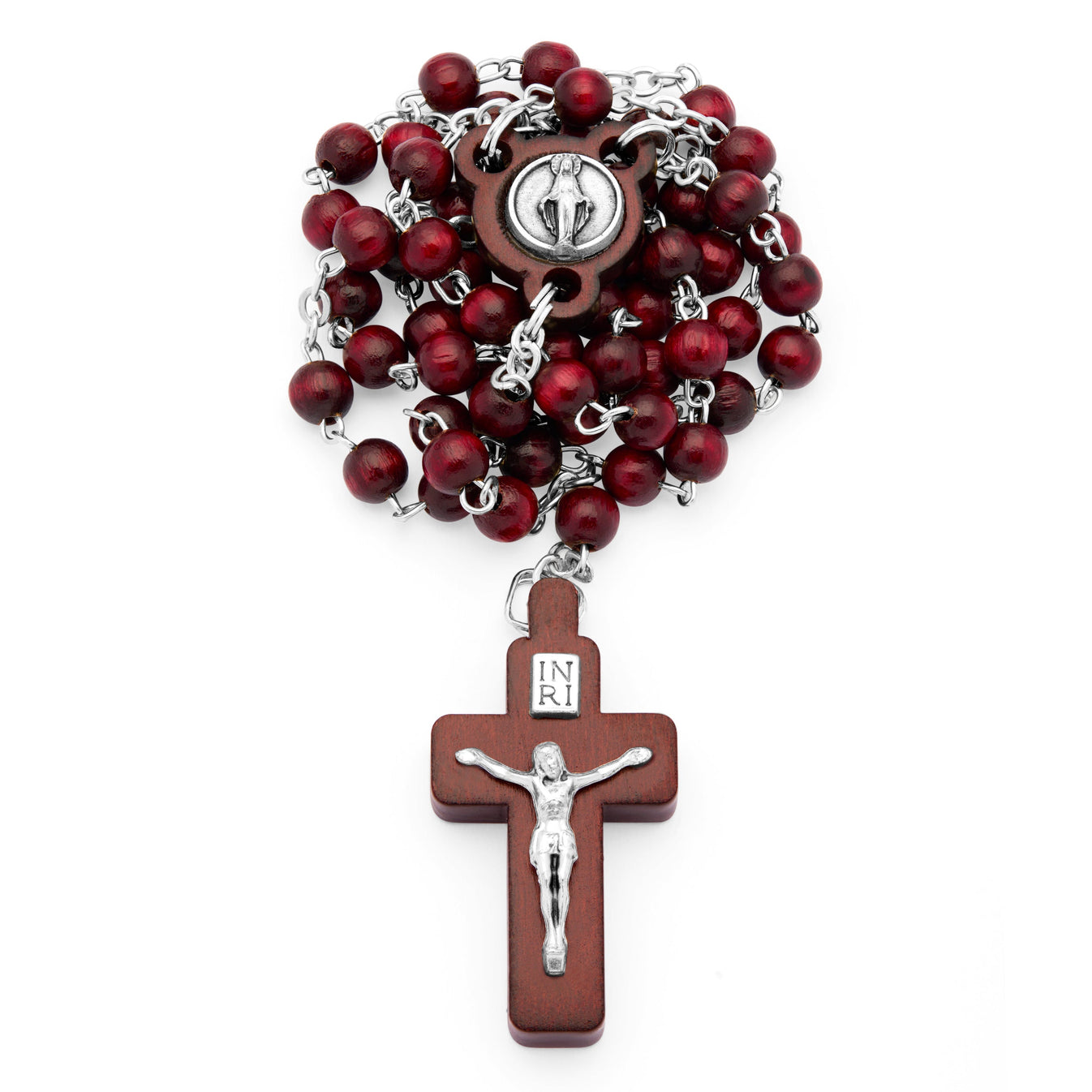 Mahogany Wood Rosary with Crucifix Featuring Metal Body of Christ ...