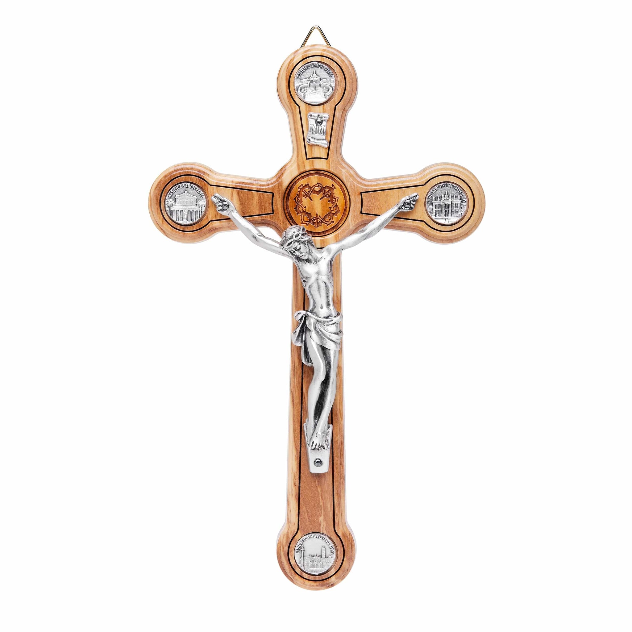 Olive Wood Crucifix With Crown of Thorns and the Four Roman Basilicas ...