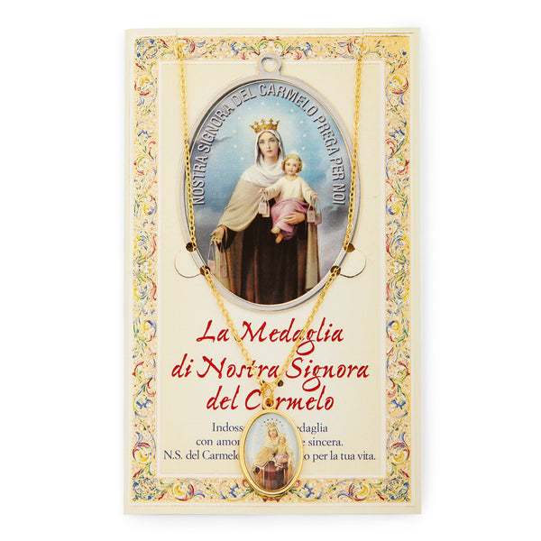 Our Lady of Mount Carmel Holy Card and Medal with the Chain | MONDO CATTOLICO