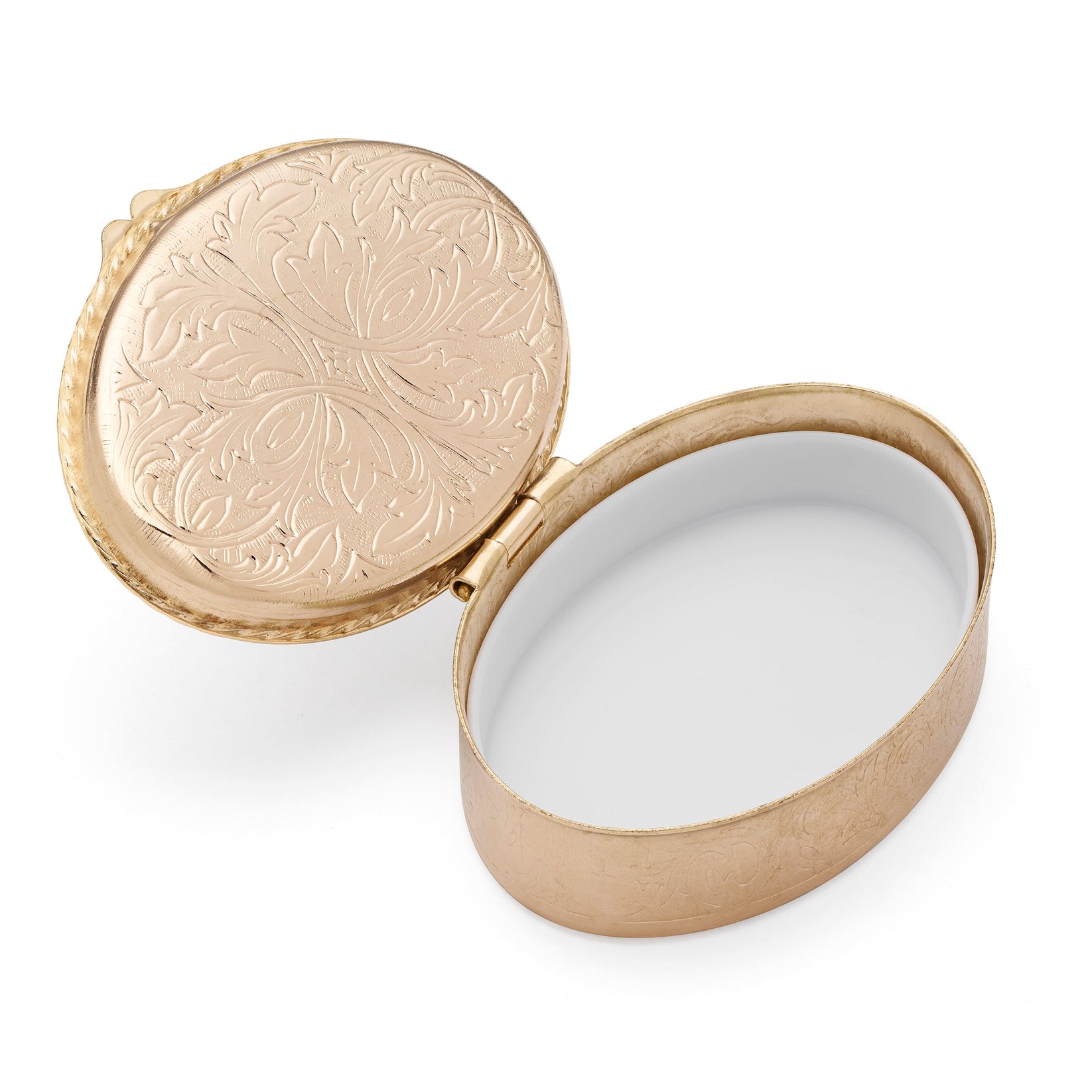 Oval Pill Box in Gold-tone Metal of Pope Leo XIV | MONDO CATTOLICO
