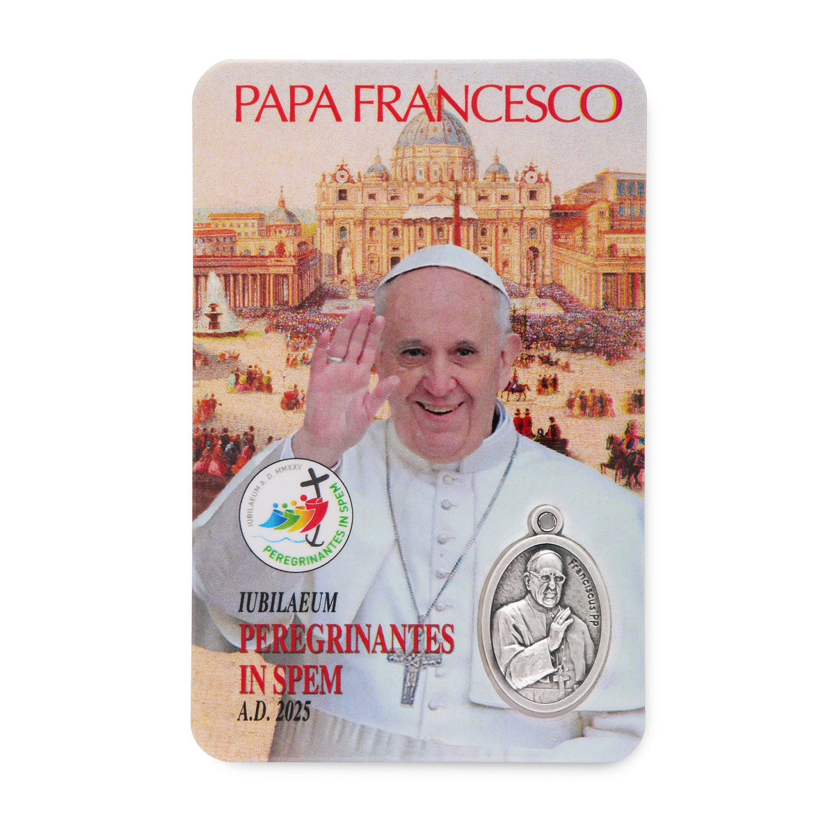 Plasticized Holy Card of Pope Francis and St. Peter's Basilica with ...