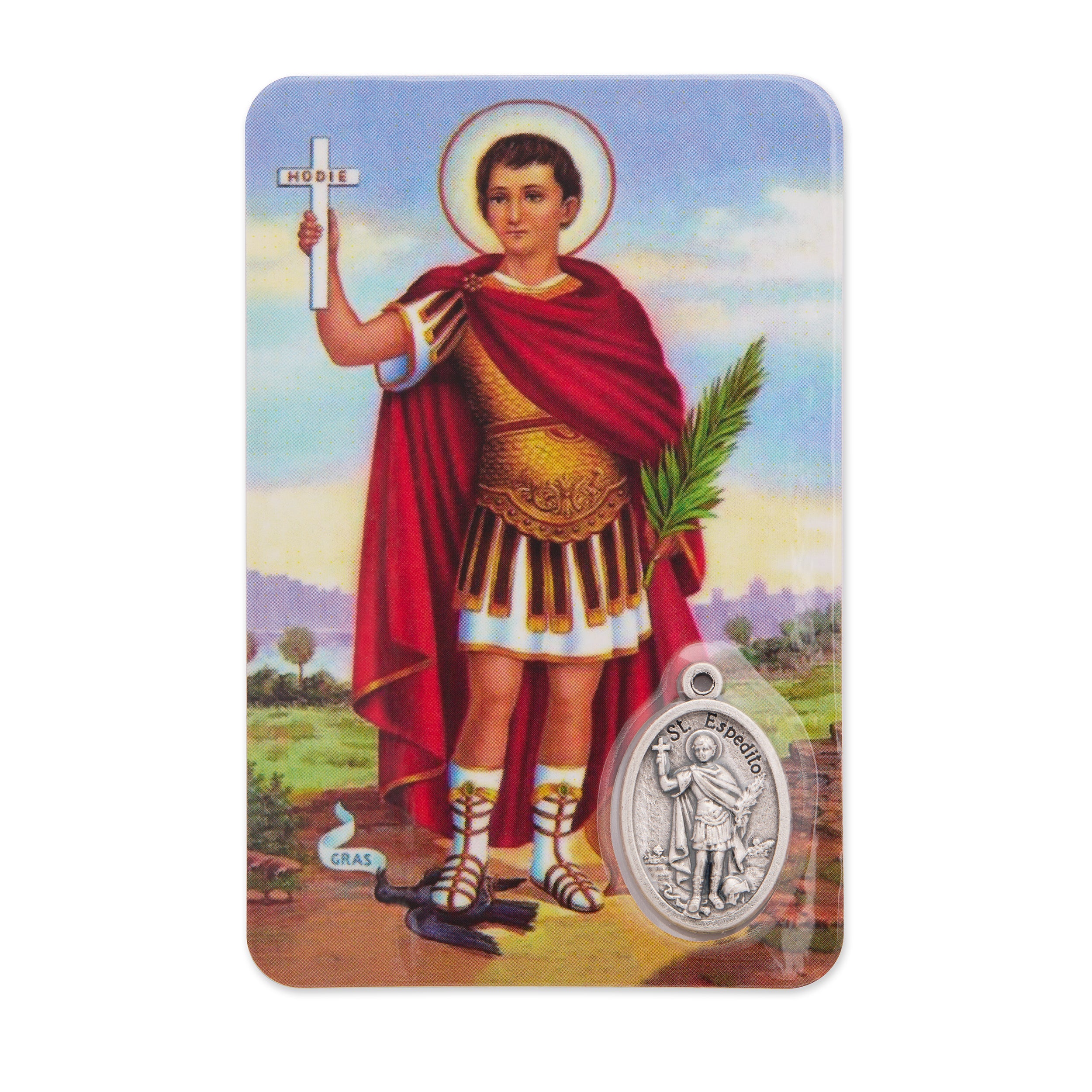 Plasticized Holy Card of Saint Expeditus | MONDO CATTOLICO