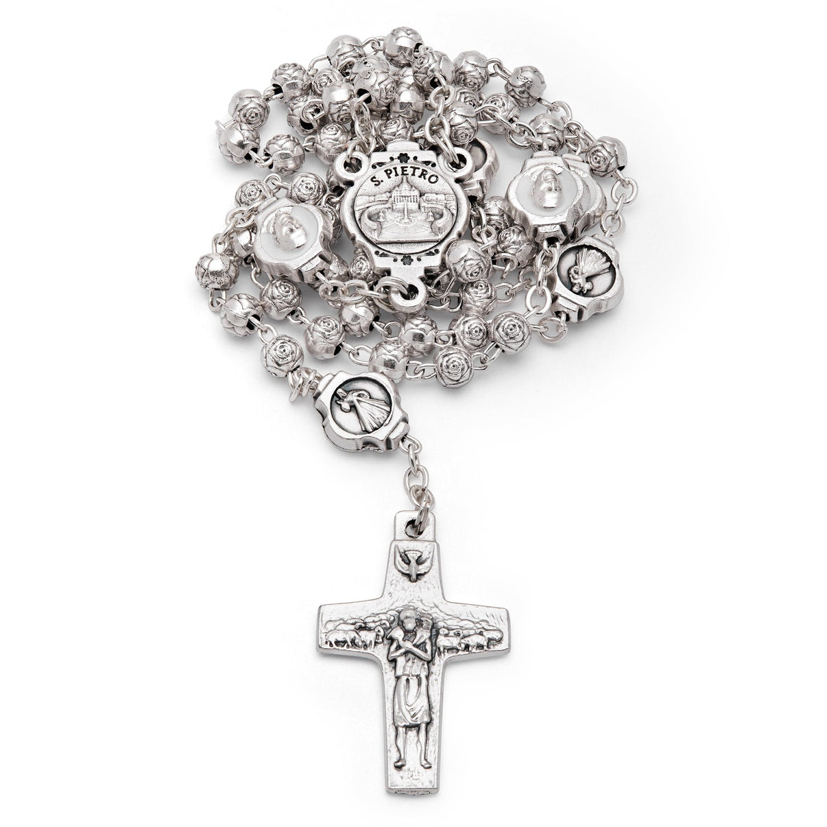 Red Enameled Pope Francis Rosary Case With Rose-shaped Beads Rosary ...