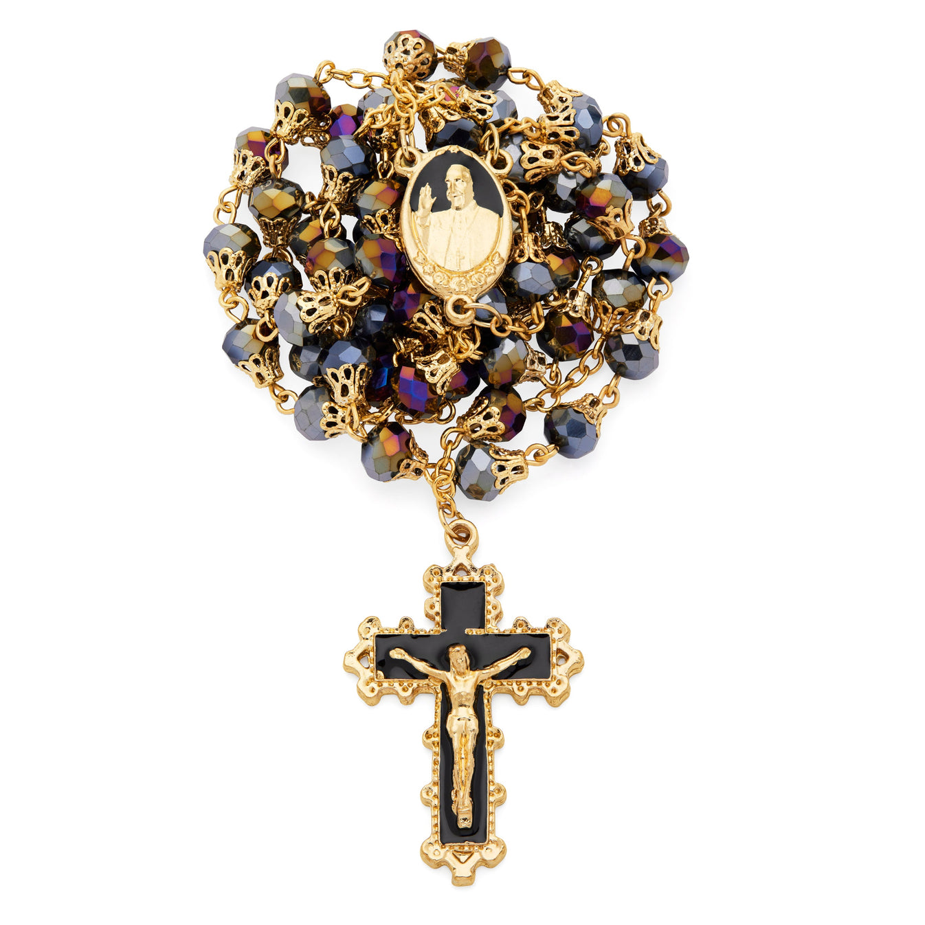 Pope Francis Rosary with Black Balloon-shape Crystal Beads | MONDO ...