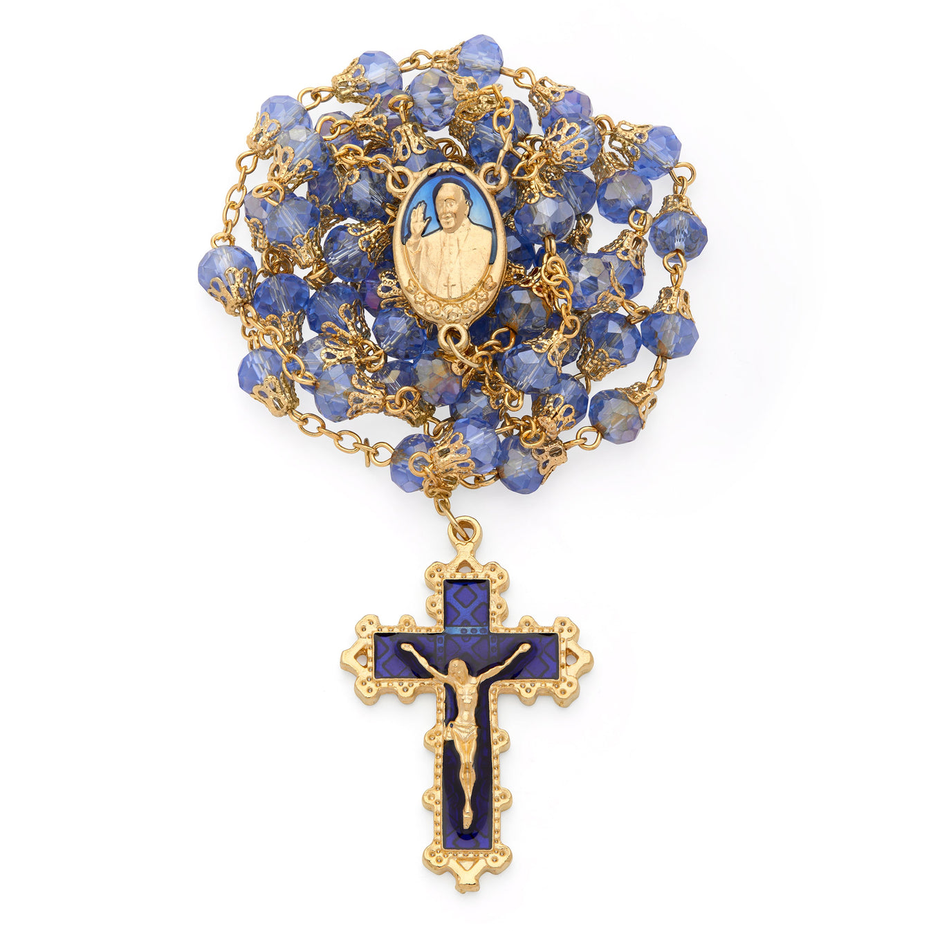 Pope Francis Rosary with Light Blue Balloon-shape Crystal Beads | MONDO ...