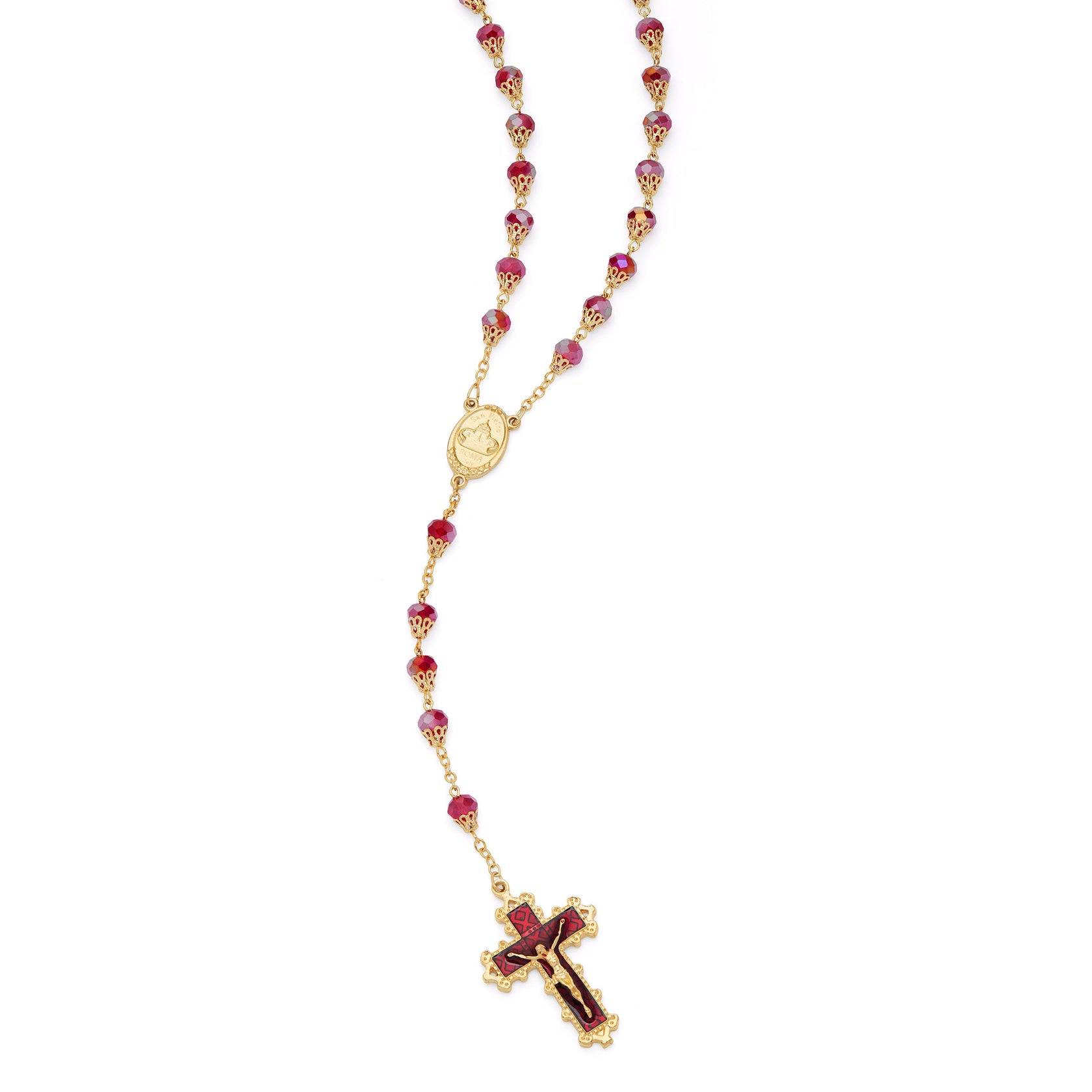 Pope Francis Rosary with Red Balloon-shape Crystal Beads | MONDO CATTOLICO