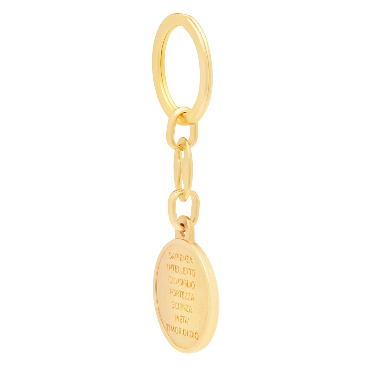 Red Enameled Gold-tone Metal Round Keychain of the Holy Spirit | MONDO ...