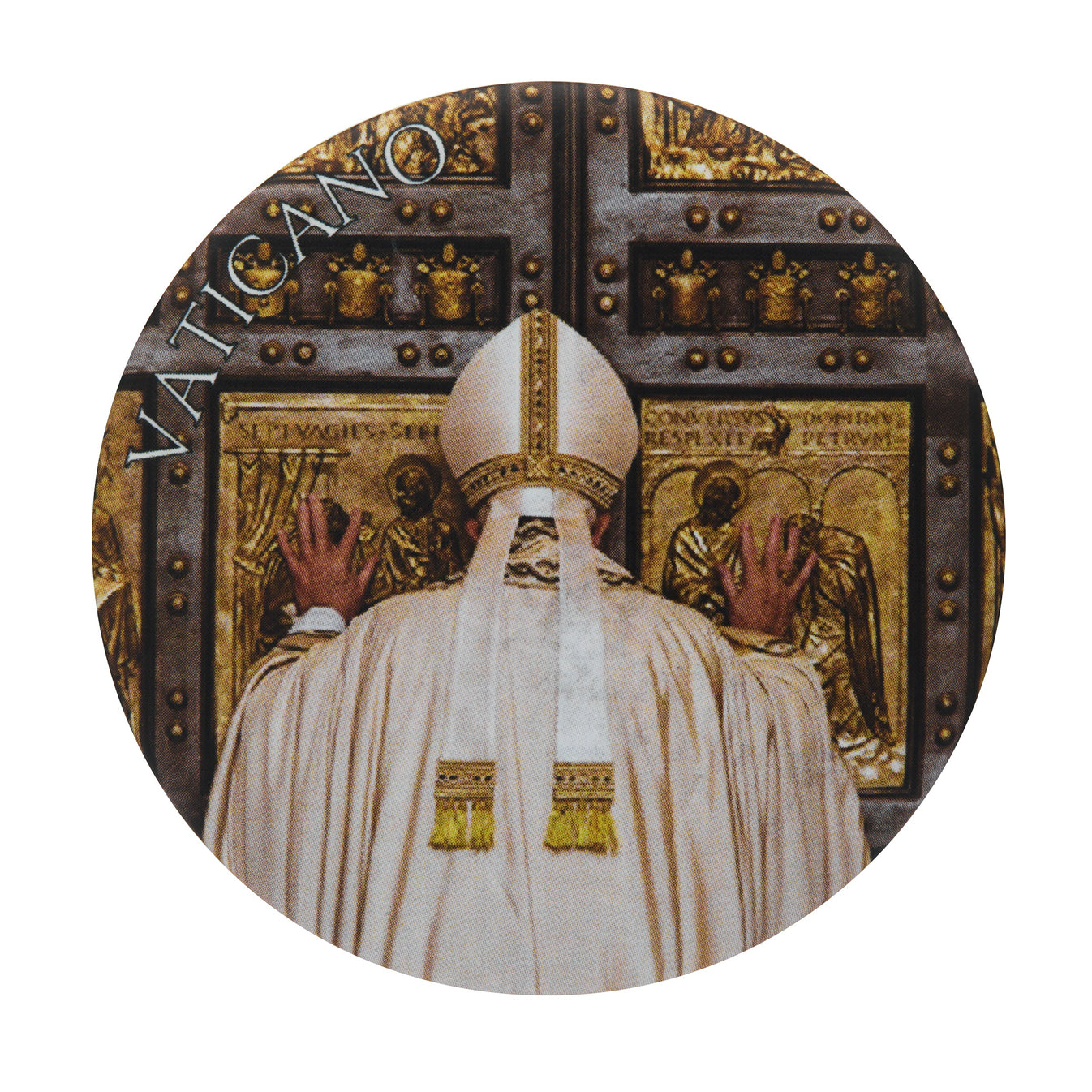 Round Soft-touch Magnet with Pope Francis Opening the Holy Door | MONDO ...