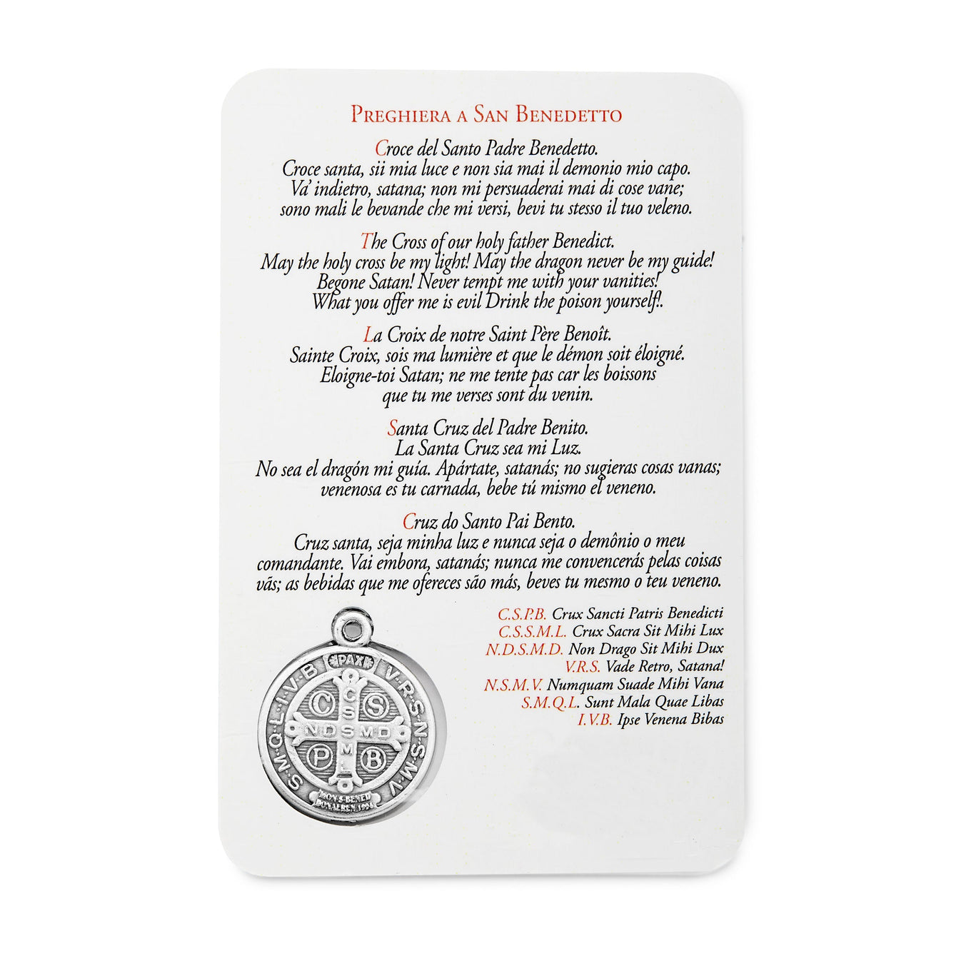 Saint Benedict Prayer Card | MONDO CATTOLICO
