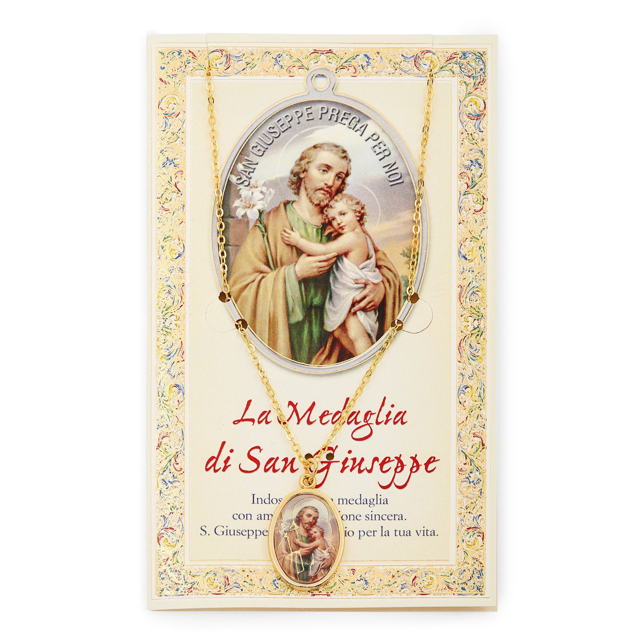 Saint Joseph Holy Card and Medal with the Chain | MONDO CATTOLICO