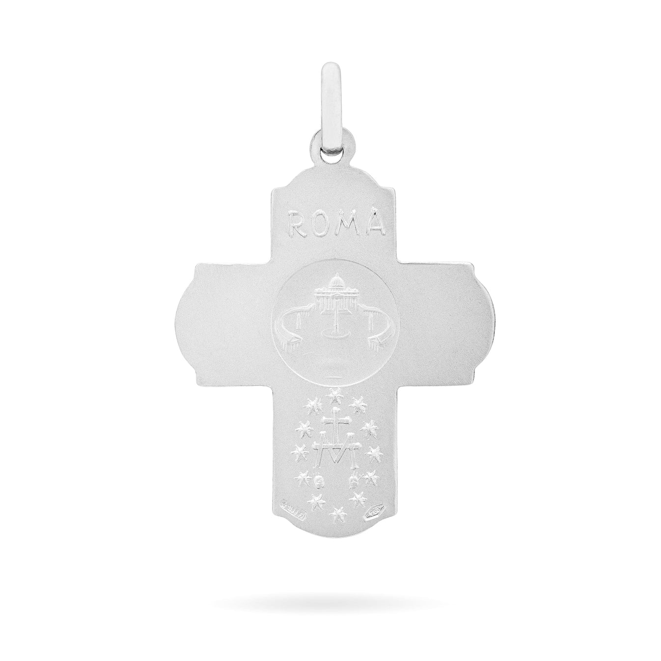 Sterling Silver Scapular Four Way Cross Medal with St. Peter Basilica ...