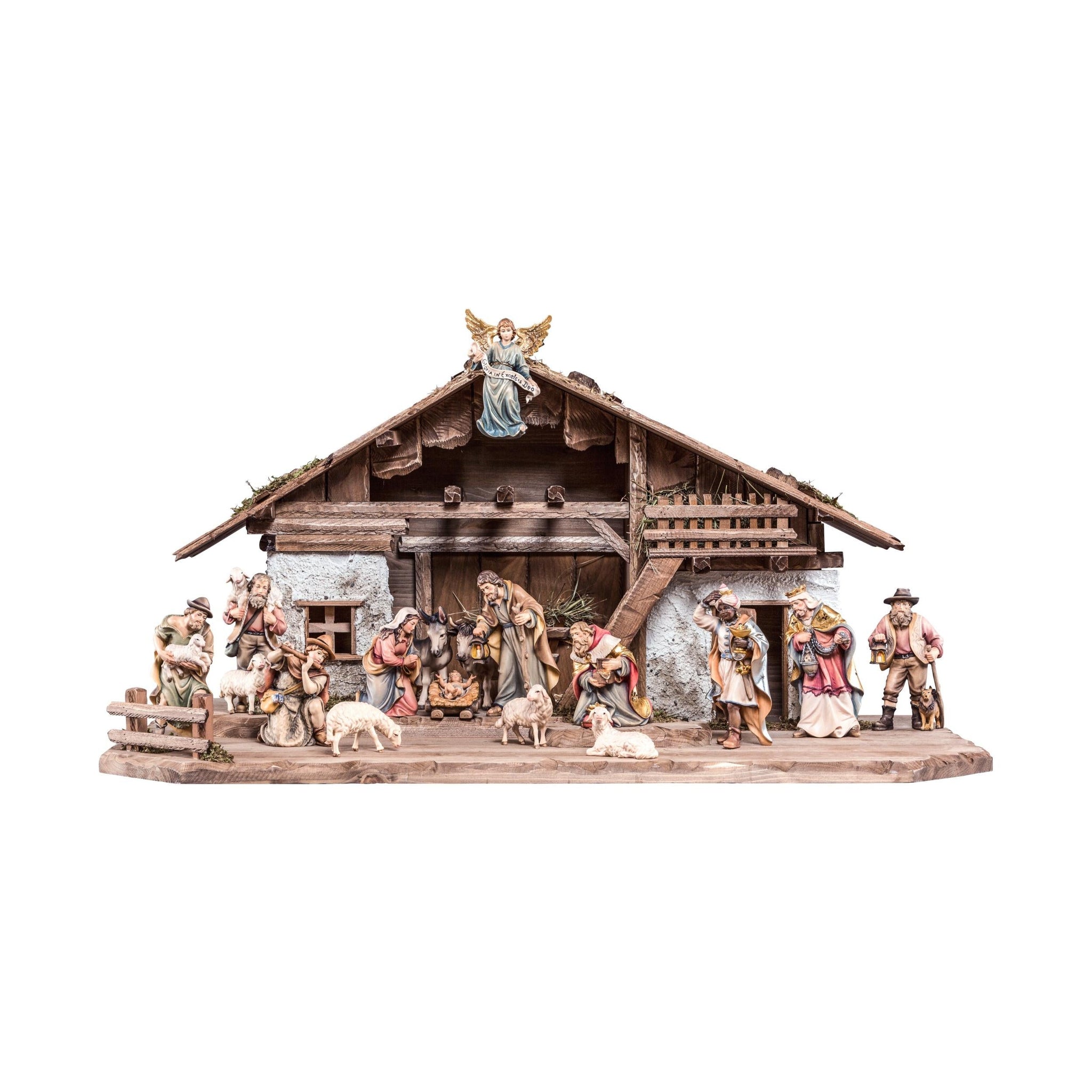 Traditional Wooden Nativity Scene with the Three Magi and Shepherds ...