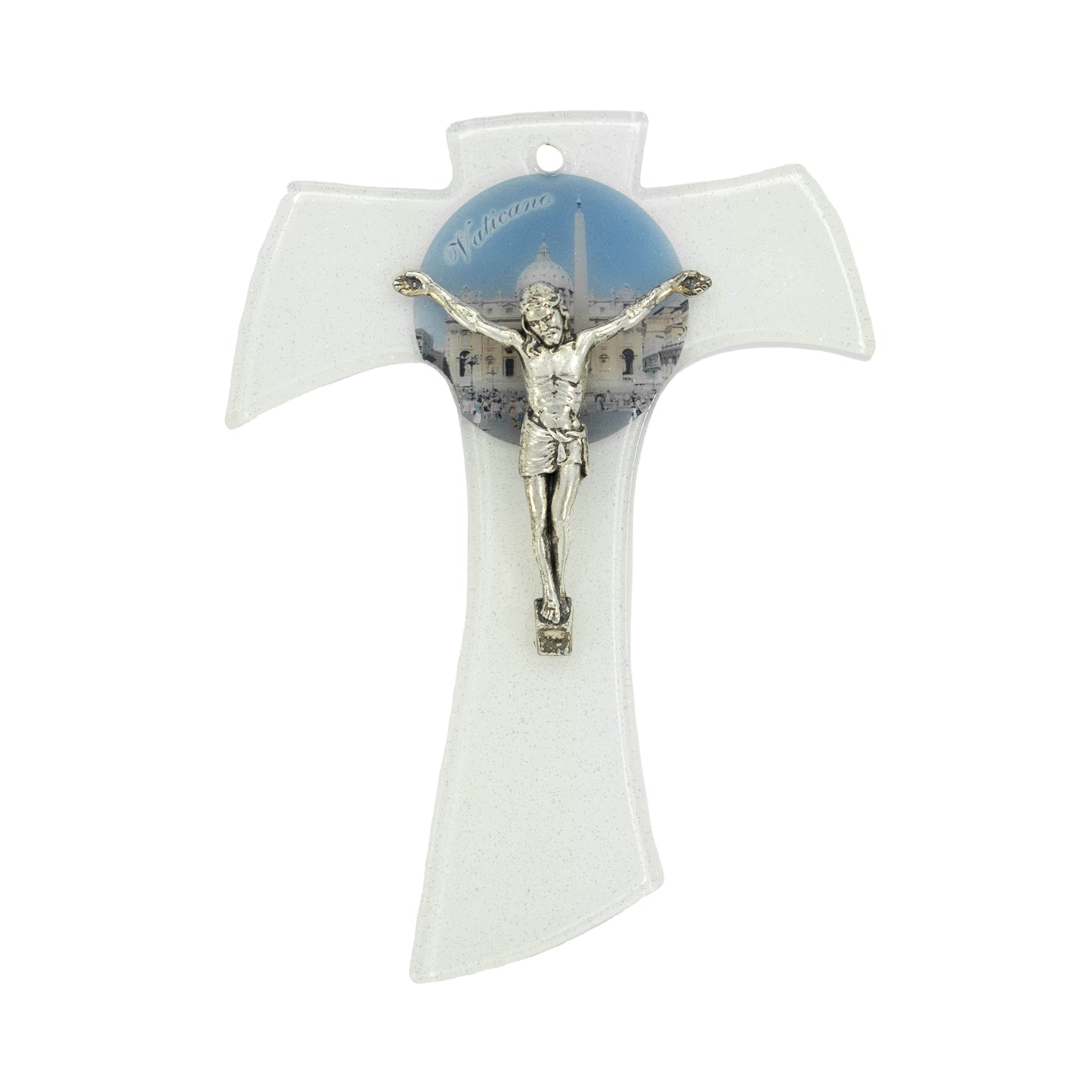 Murano Glass Tau Cross With Circle Depicting St. Peter's Square | MONDO ...