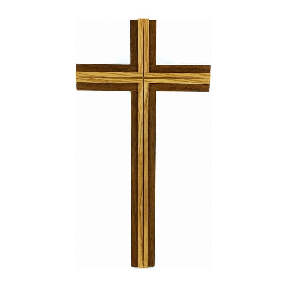 Walnut Wood Cross with Inlays | MONDO CATTOLICO