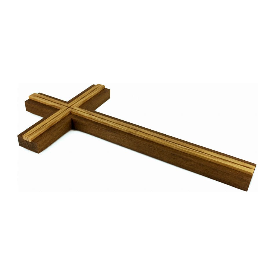 Walnut Wood Cross with Inlays | MONDO CATTOLICO