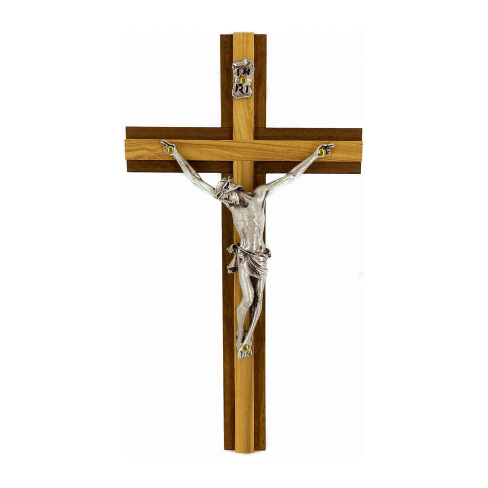 Walnut Wood Crucifix with Light Inlay | MONDO CATTOLICO