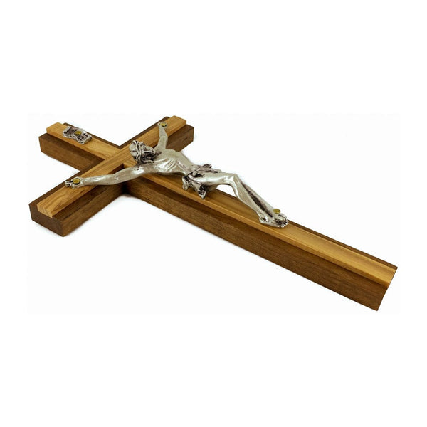 Walnut Wood Crucifix with Light Inlay | MONDO CATTOLICO