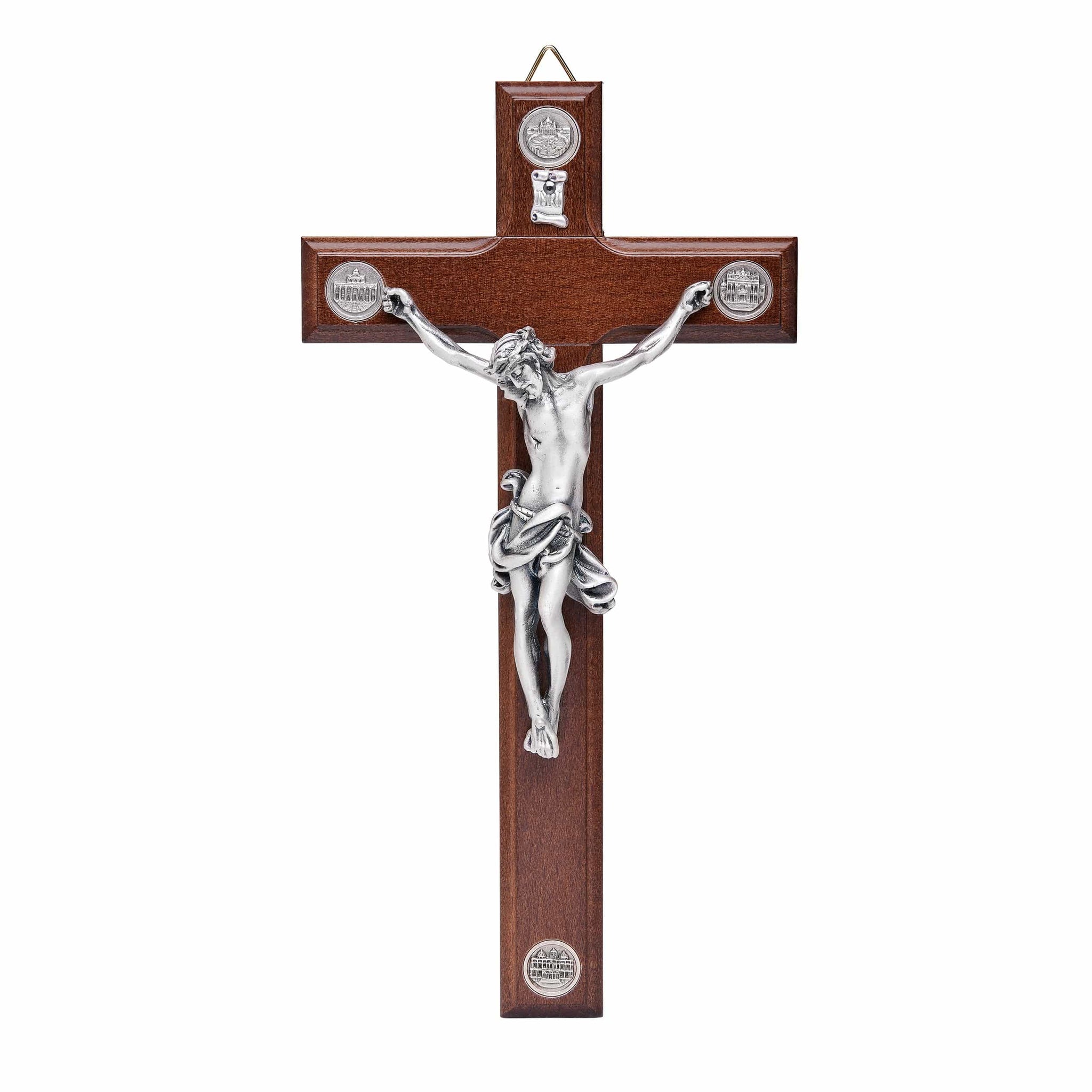 Wooden Crucifix With the Four Roman Basilicas Medals | MONDO CATTOLICO