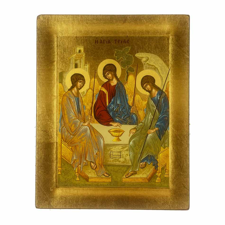 Wooden Icon with Golden Frame of the Holy Trinity | MONDO CATTOLICO