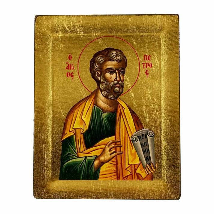 Wooden Icon with Golden Frame of St. Peter | MONDO CATTOLICO