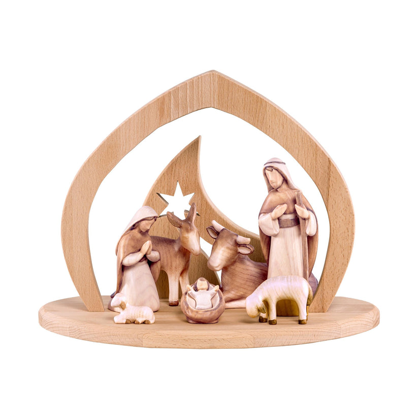 Wooden Nativity Scene Modern Style with Flame-shaped Stable | MONDO ...