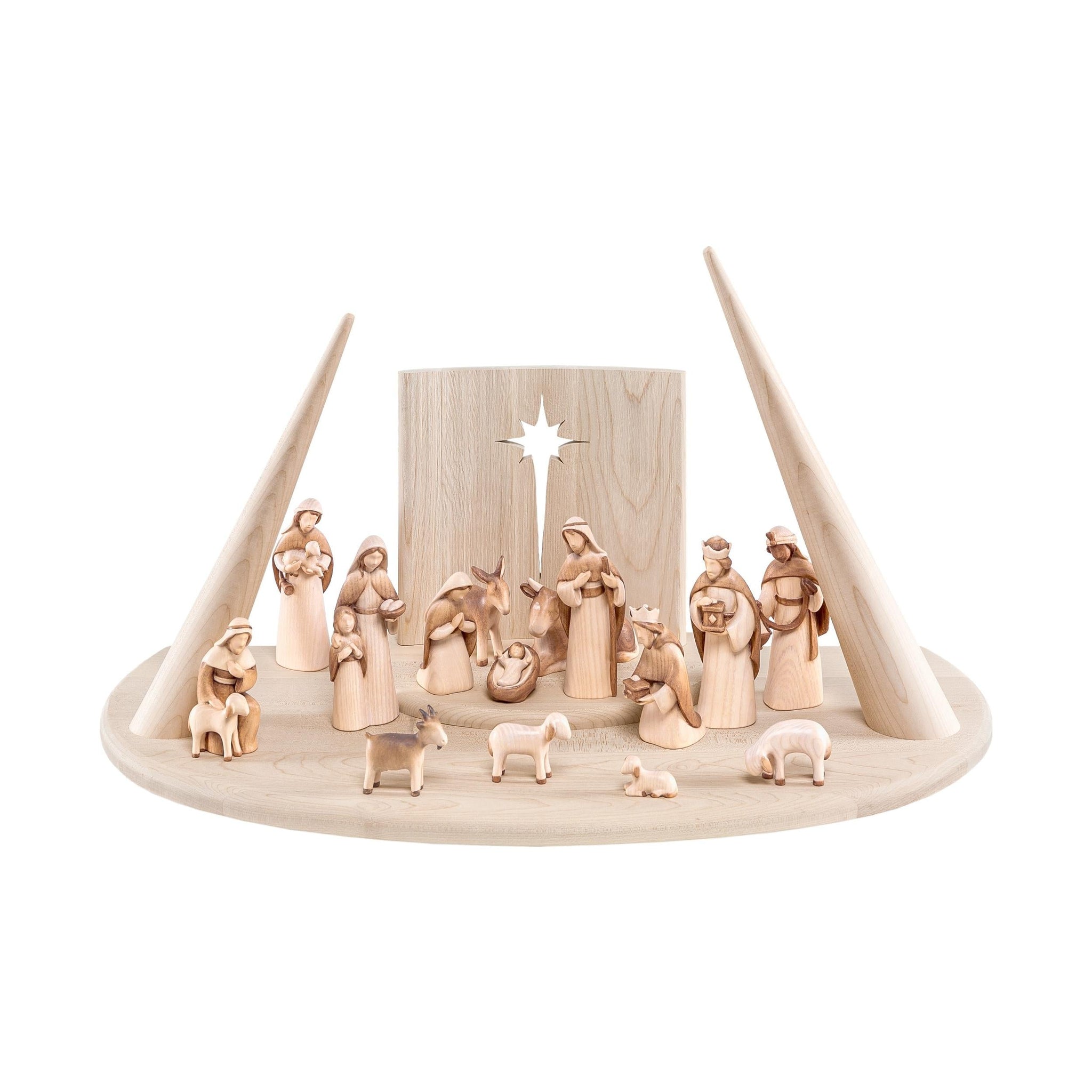 Wooden Nativity Scene Modern Style with Scenic Stable, the Three Magi ...