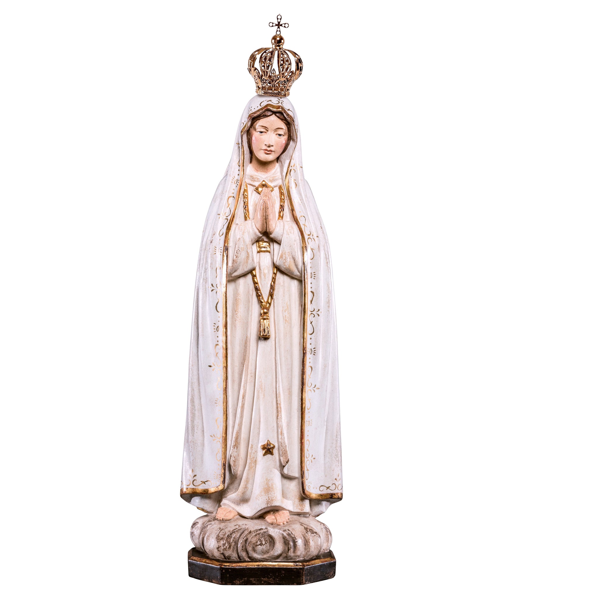 Wooden statue of Madonna Fátima with crown | MONDO CATTOLICO