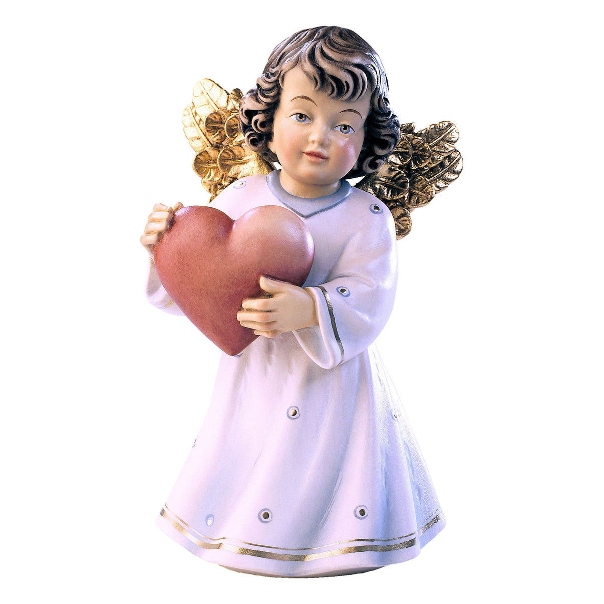 Wooden statue of Sissi angel with heart | MONDO CATTOLICO