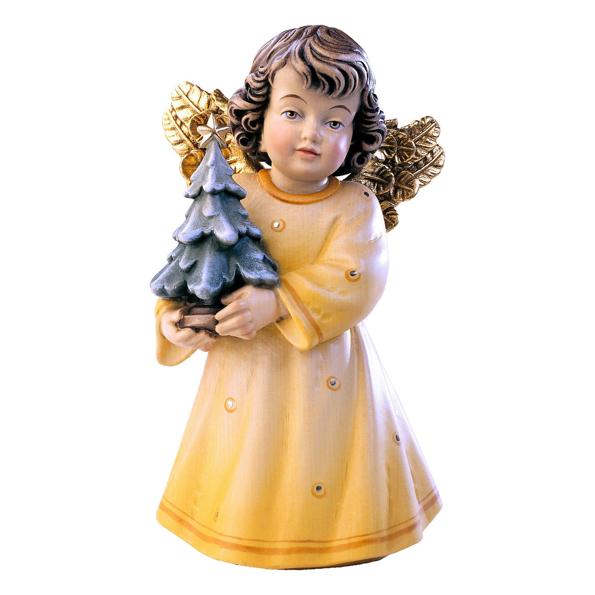Wooden statue of Sissi angel with tree | MONDO CATTOLICO