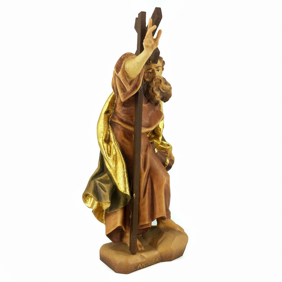 Wooden Statue of St. Andrew Holding his Crux Decussata | MONDO CATTOLICO