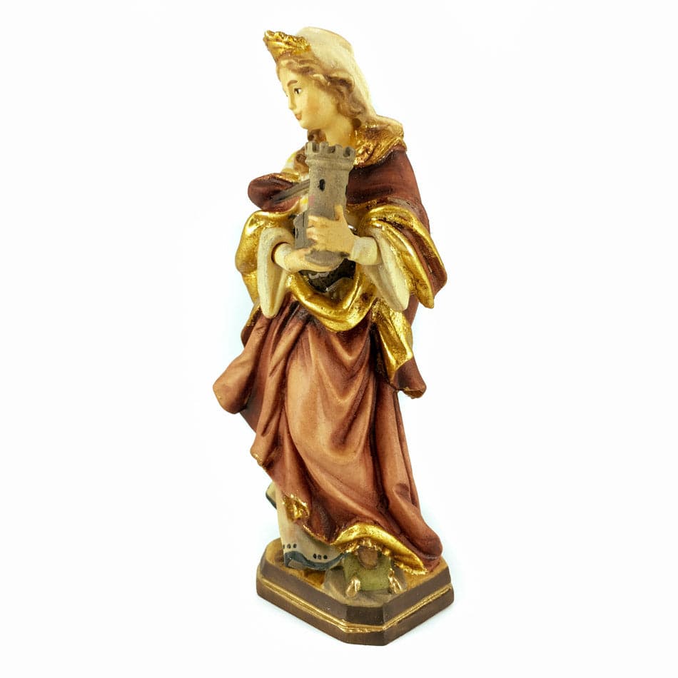 Wooden Statue of St. Barbara with Tower | MONDO CATTOLICO