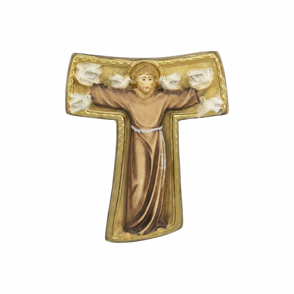Wooden Tau Cross With St. Francis of Assisi | MONDO CATTOLICO