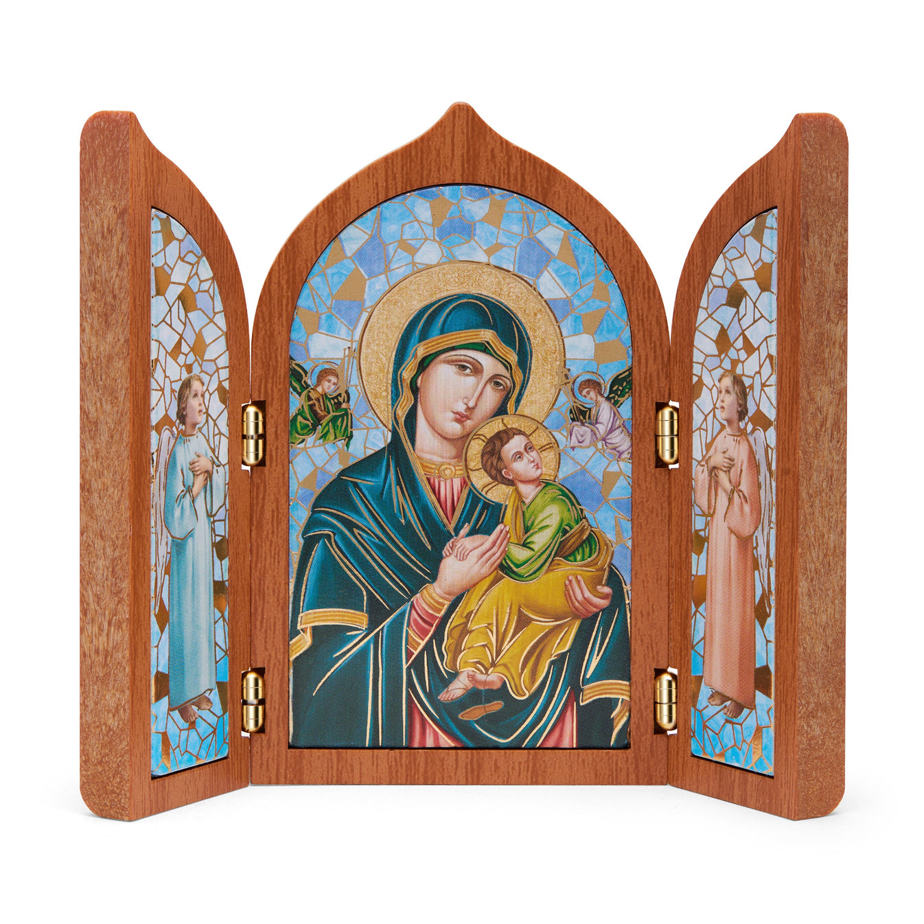 Wooden Triptych with Our Lady of Perpetual Help and Angels | MONDO ...