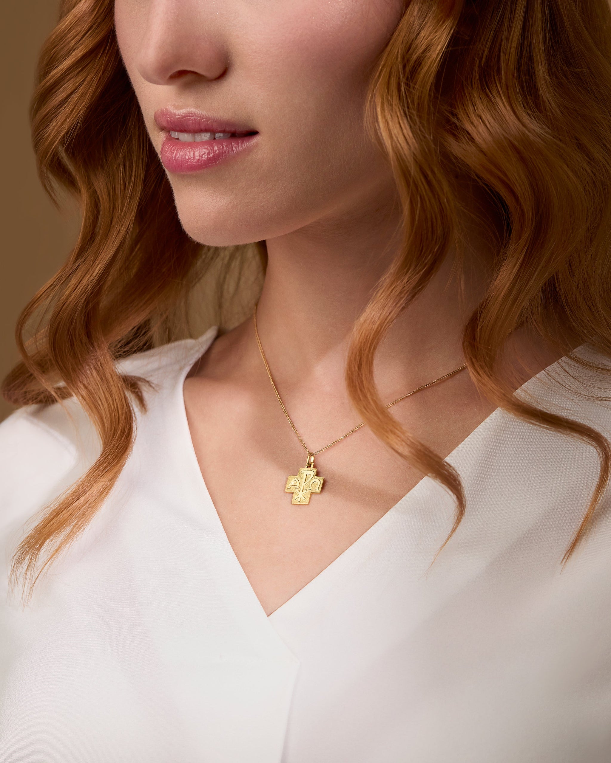 Yellow Gold Cross-shaped Chi Rho Medal With Pope Francis in the Back ...