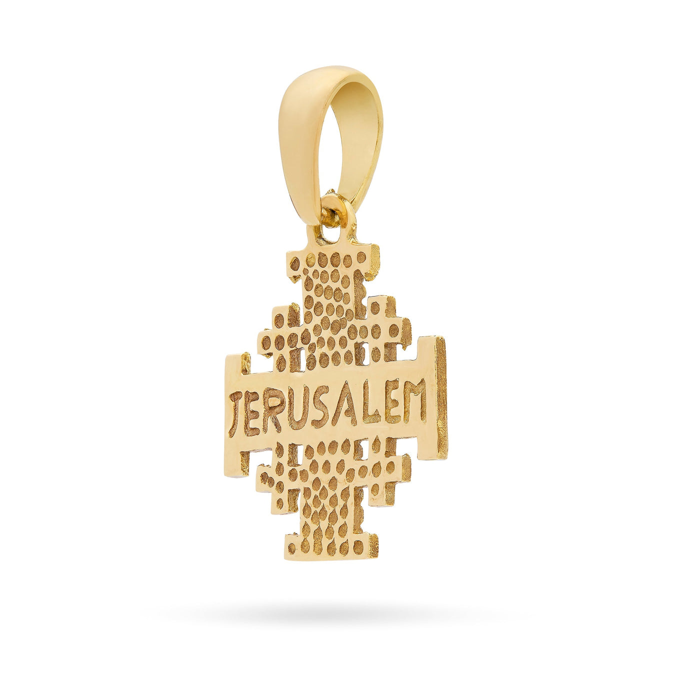 Yellow Gold Dotted Jerusalem Cross Pendant | MONDO CATTOLICO