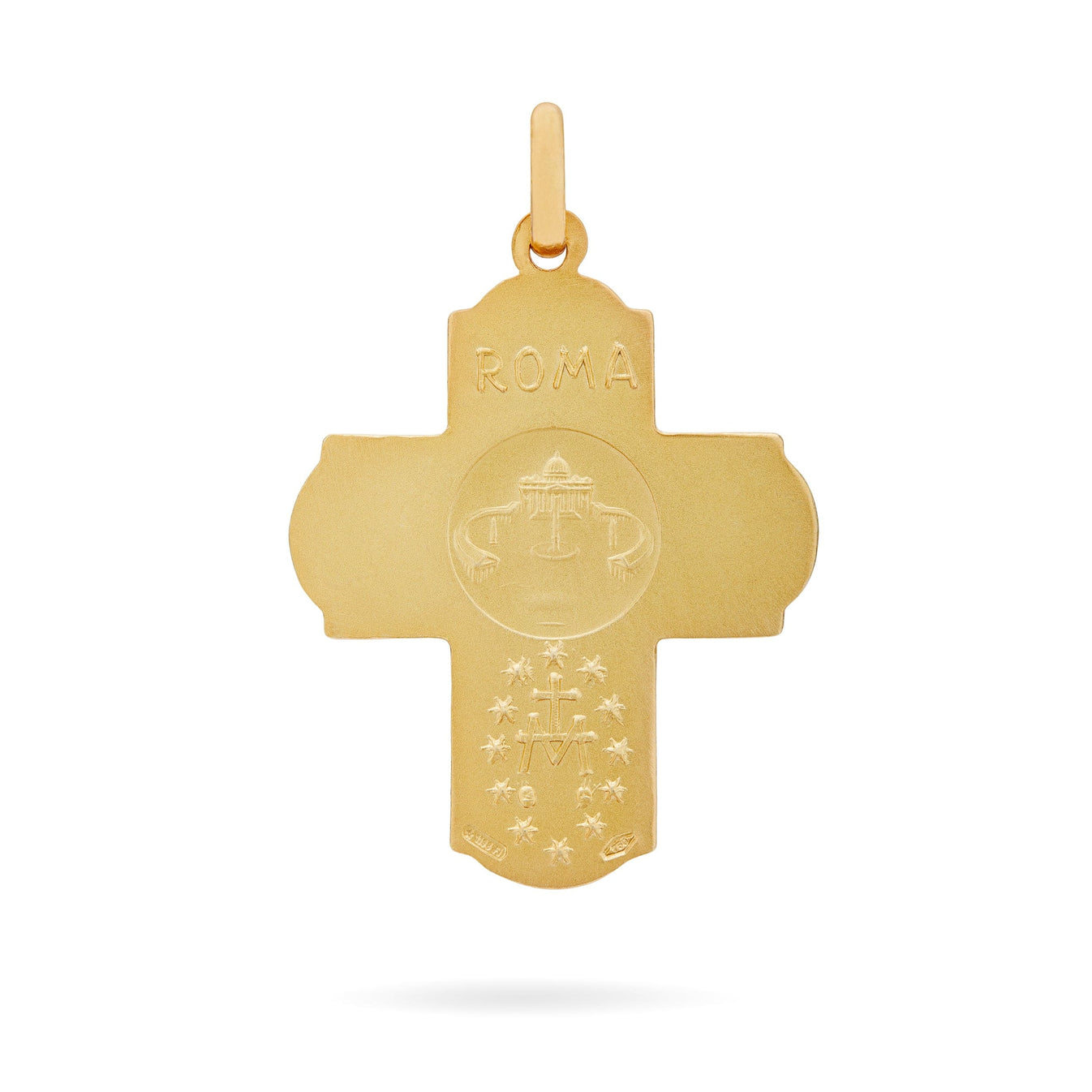 Yellow Gold Scapular Cross Pendant | MONDO CATTOLICO
